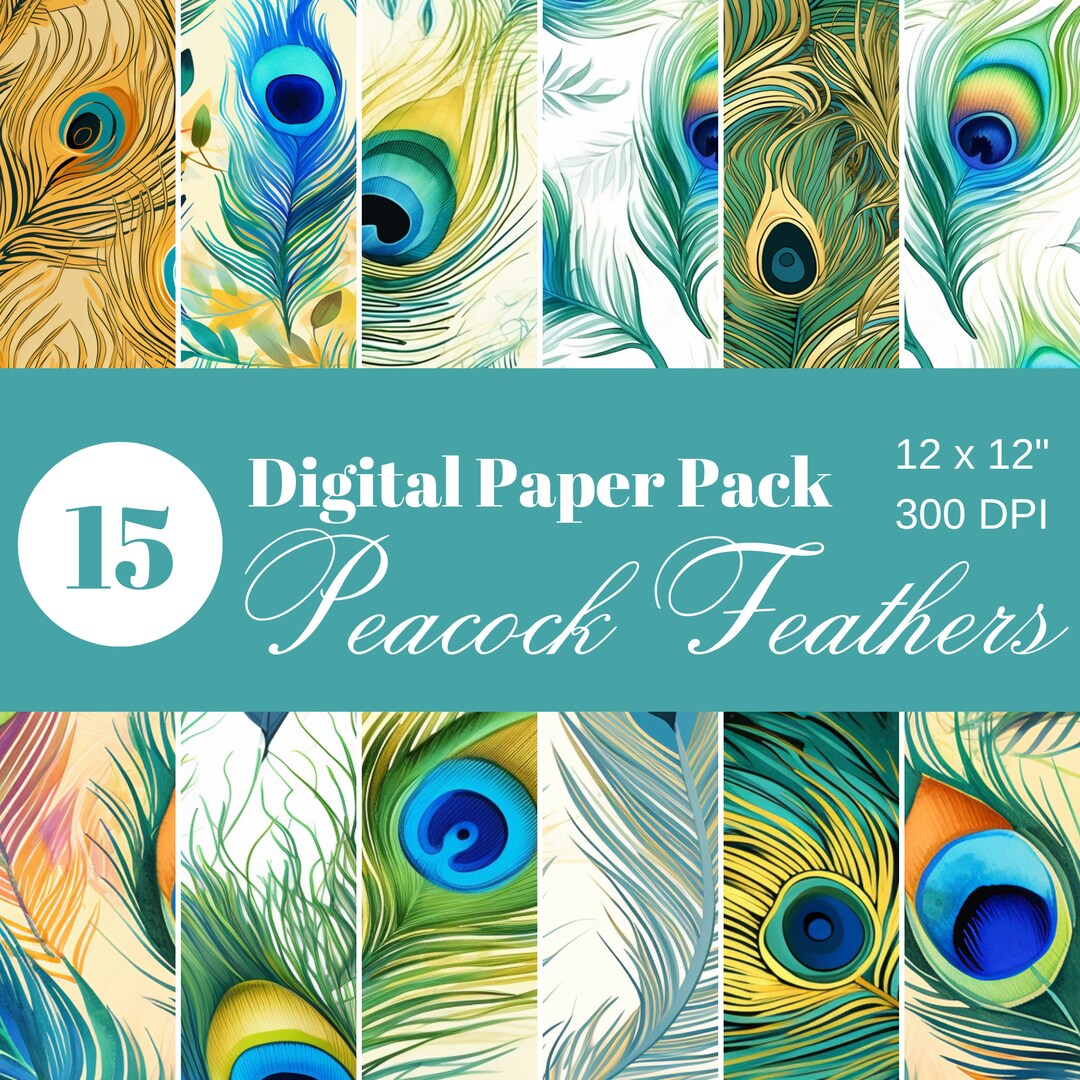 Peacock Feathers, Digital Paper, Scrapbook Paper, Sublimation, Seamless ...