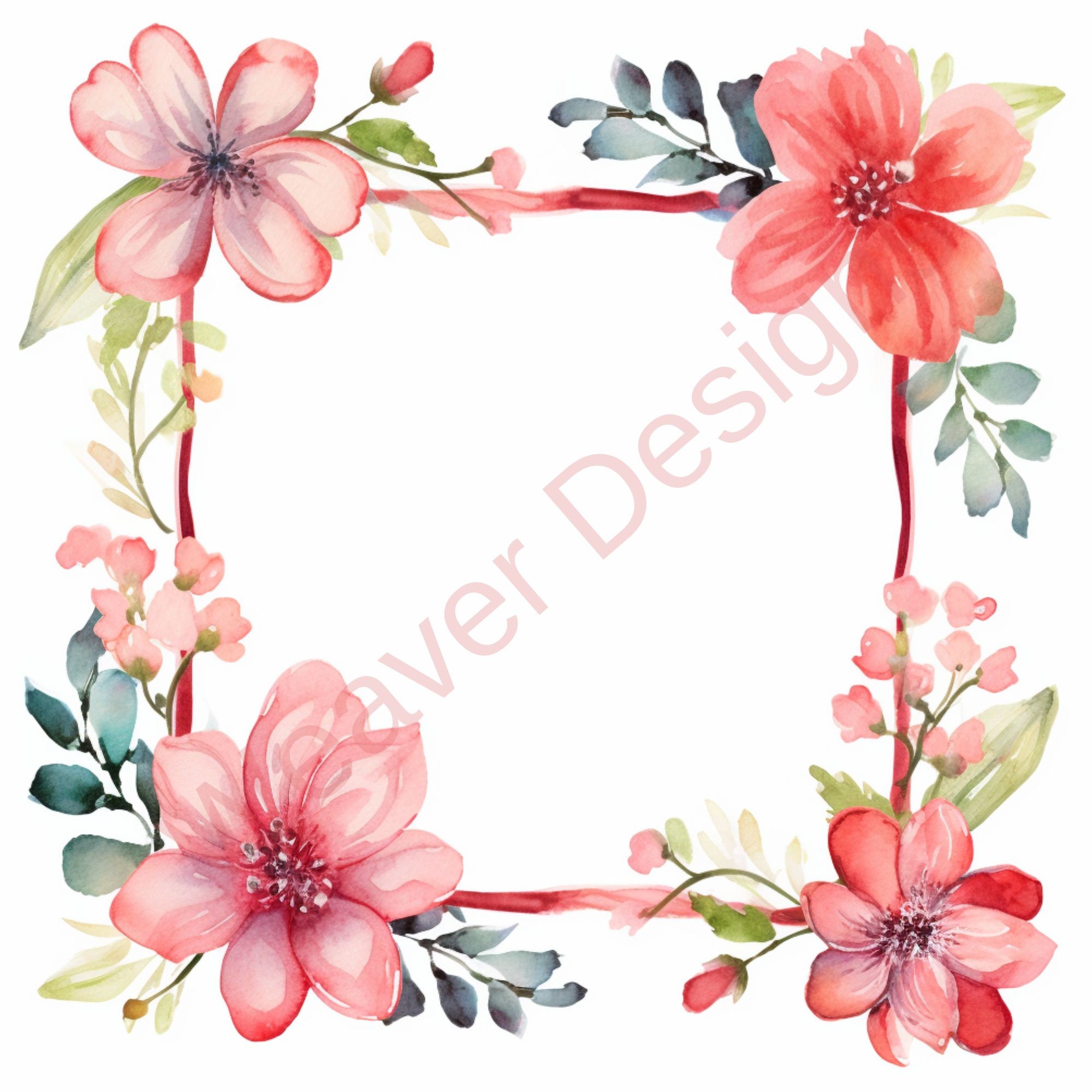 Spring Flower Borders, Assorted Sizes, Border Paper, Digital Paper ...