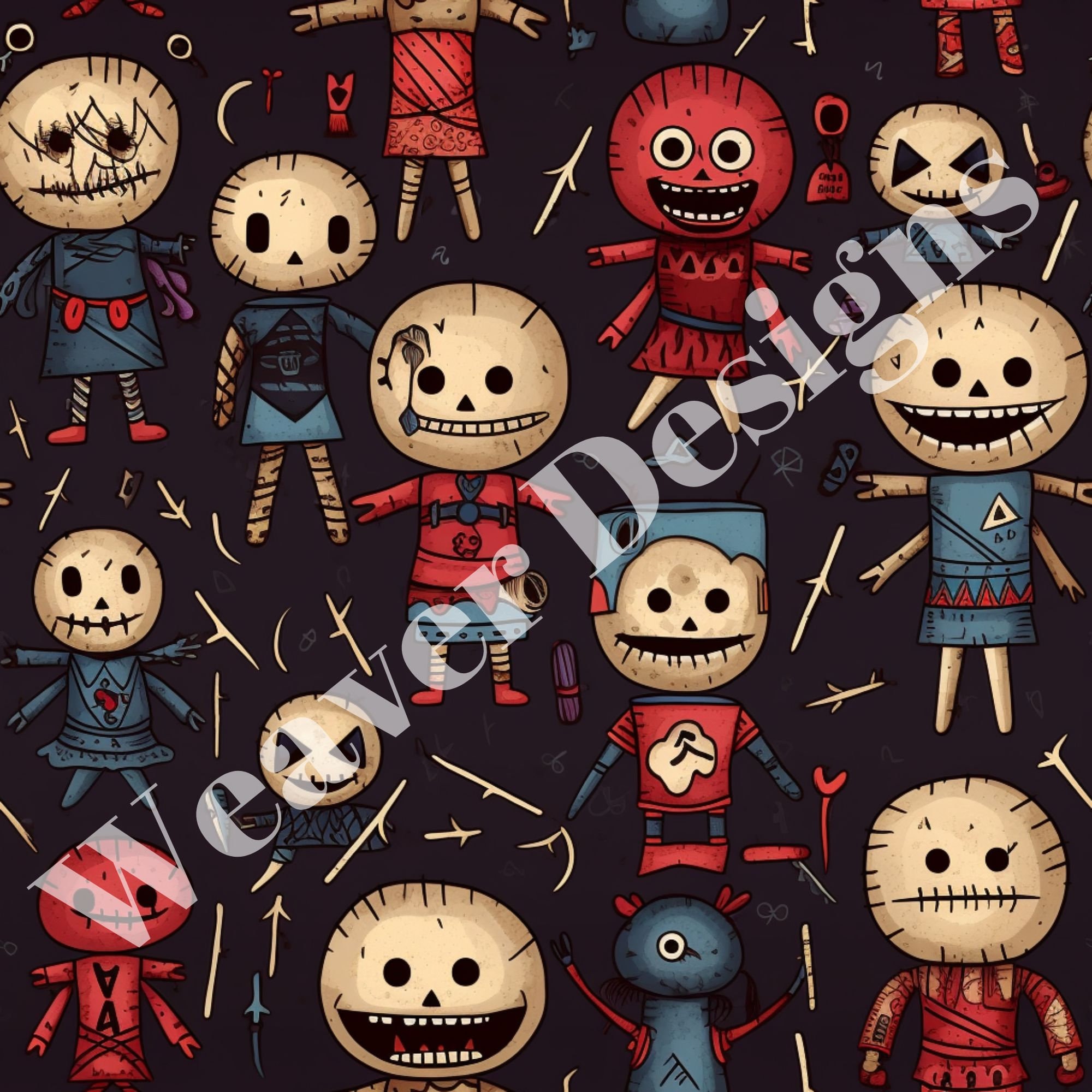 Voodoo Dolls, Digital Paper, Scrapbook Paper, Sublimation, Seamless ...
