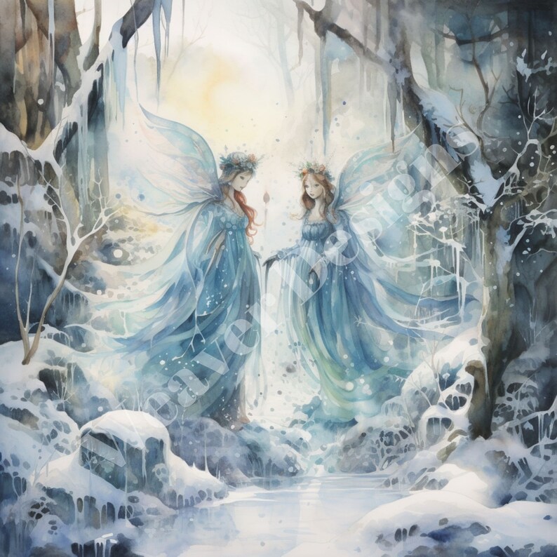 Winter Fae, Faeries, Fairies, Digital Paper, Scrapbook Paper ...