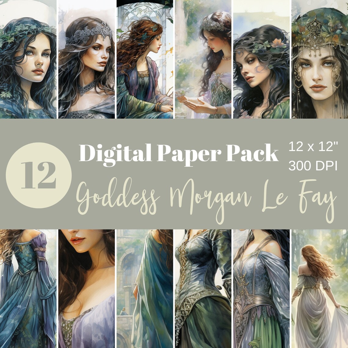 Goddess Morgan Le Fay, Digital Paper, Scrapbook Paper, Sublimation ...