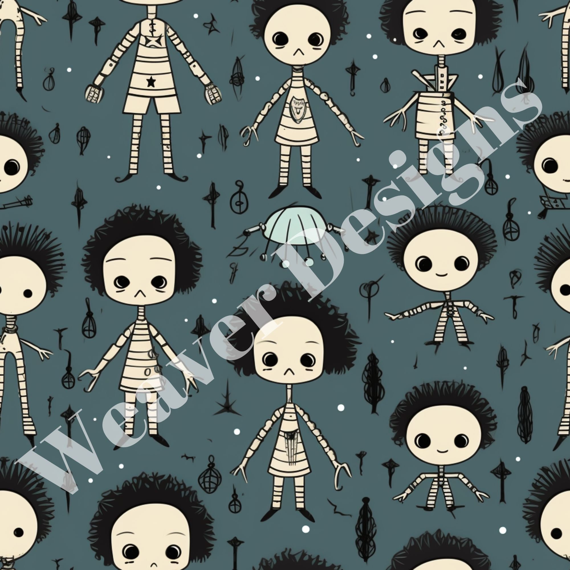 Voodoo Dolls, Digital Paper, Scrapbook Paper, Sublimation, Seamless ...