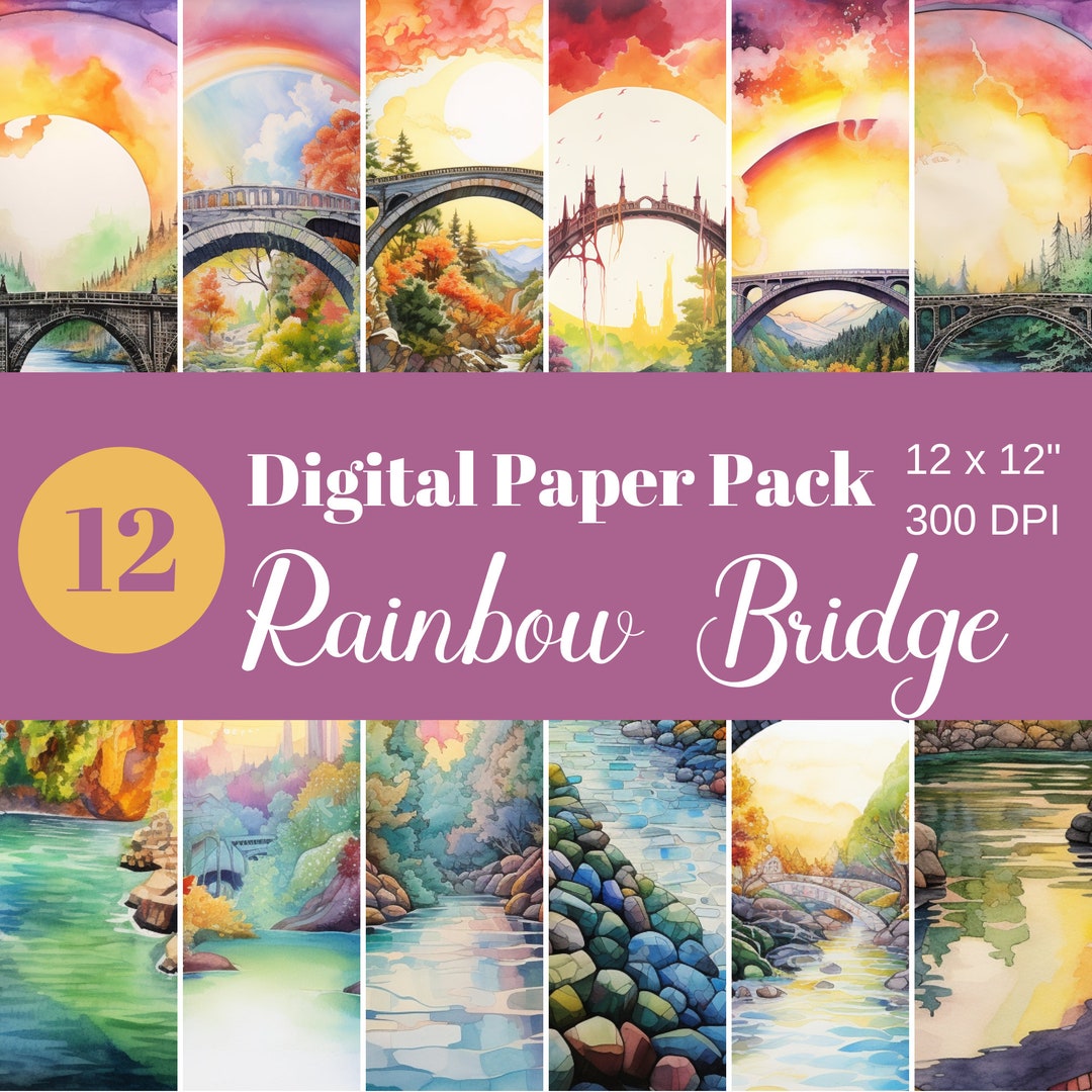 Rainbow Bridge, Digital Paper, Scrapbook Paper, Sublimation, Commercial ...