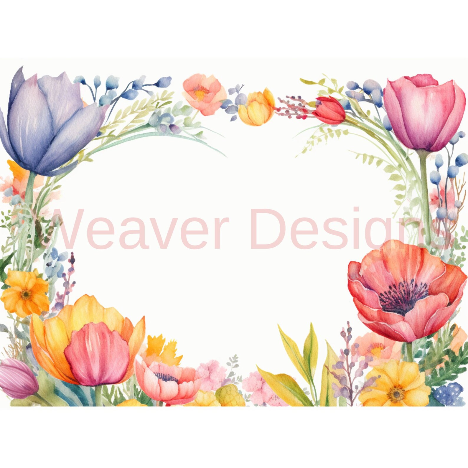 Spring Flower Borders, Assorted Sizes, Border Paper, Digital Paper ...