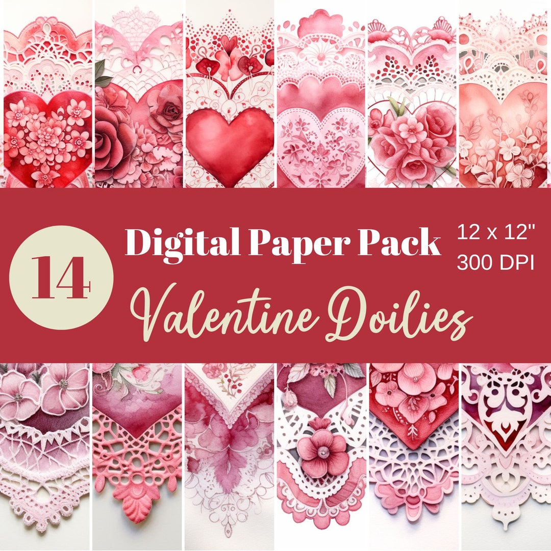 Valentine Doilies, Heart Doilies, Hearts, Digital Paper, Scrapbook ...