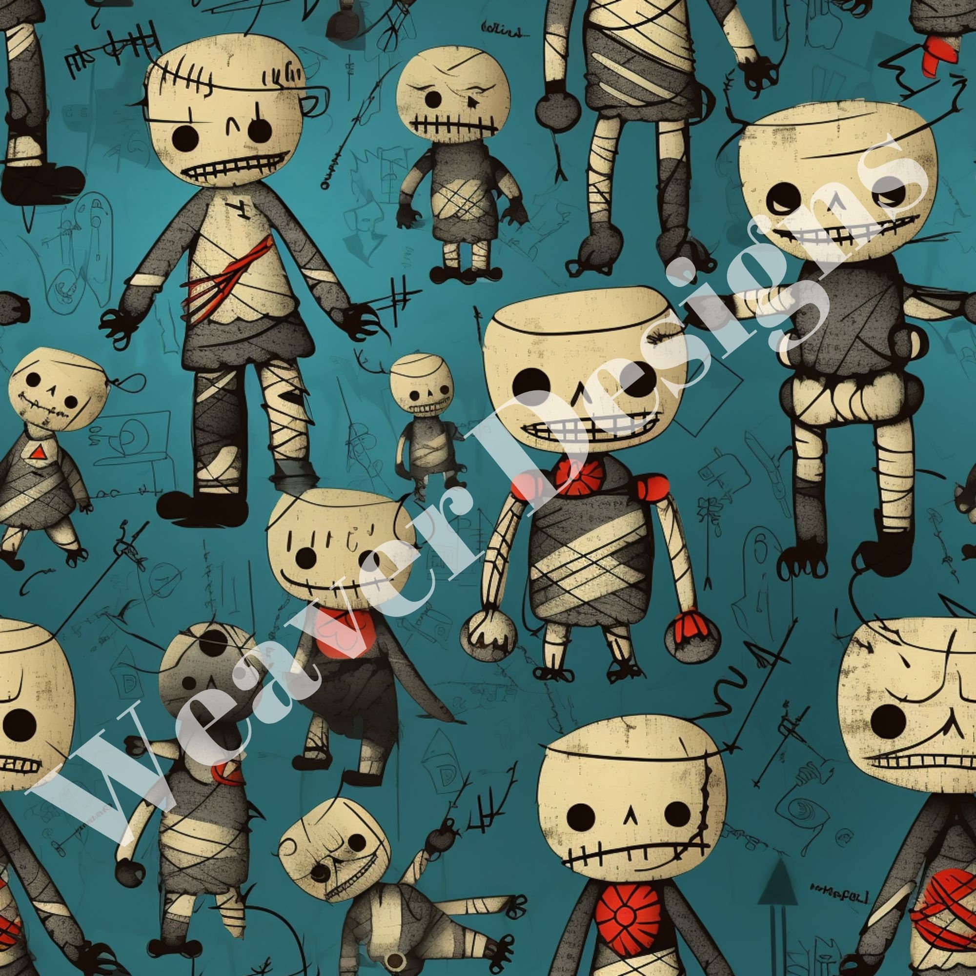 Voodoo Dolls, Digital Paper, Scrapbook Paper, Sublimation, Seamless ...