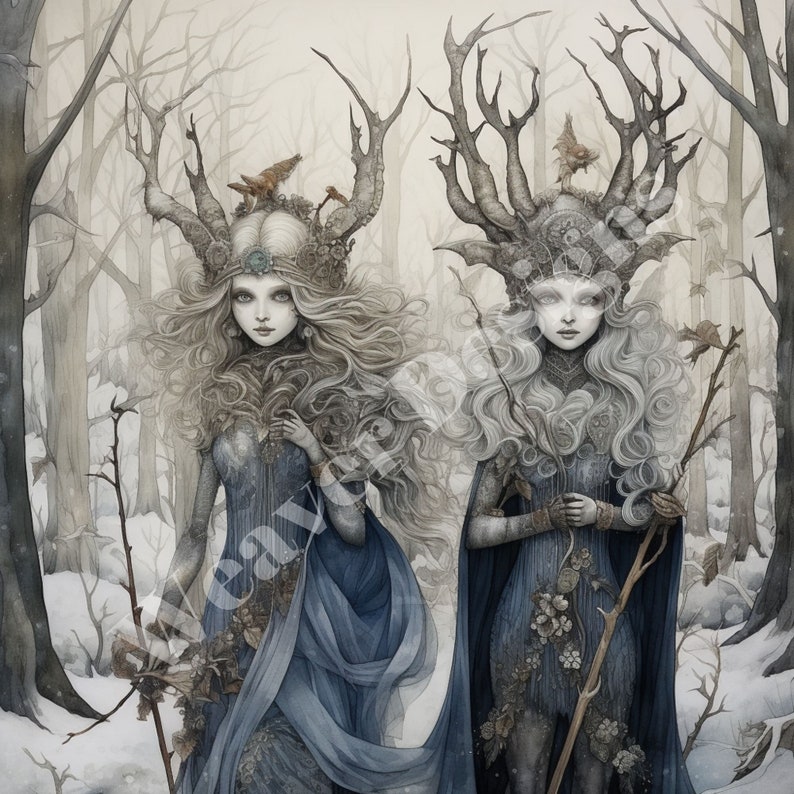 Winter Fae, Faeries, Fairies, Digital Paper, Scrapbook Paper ...