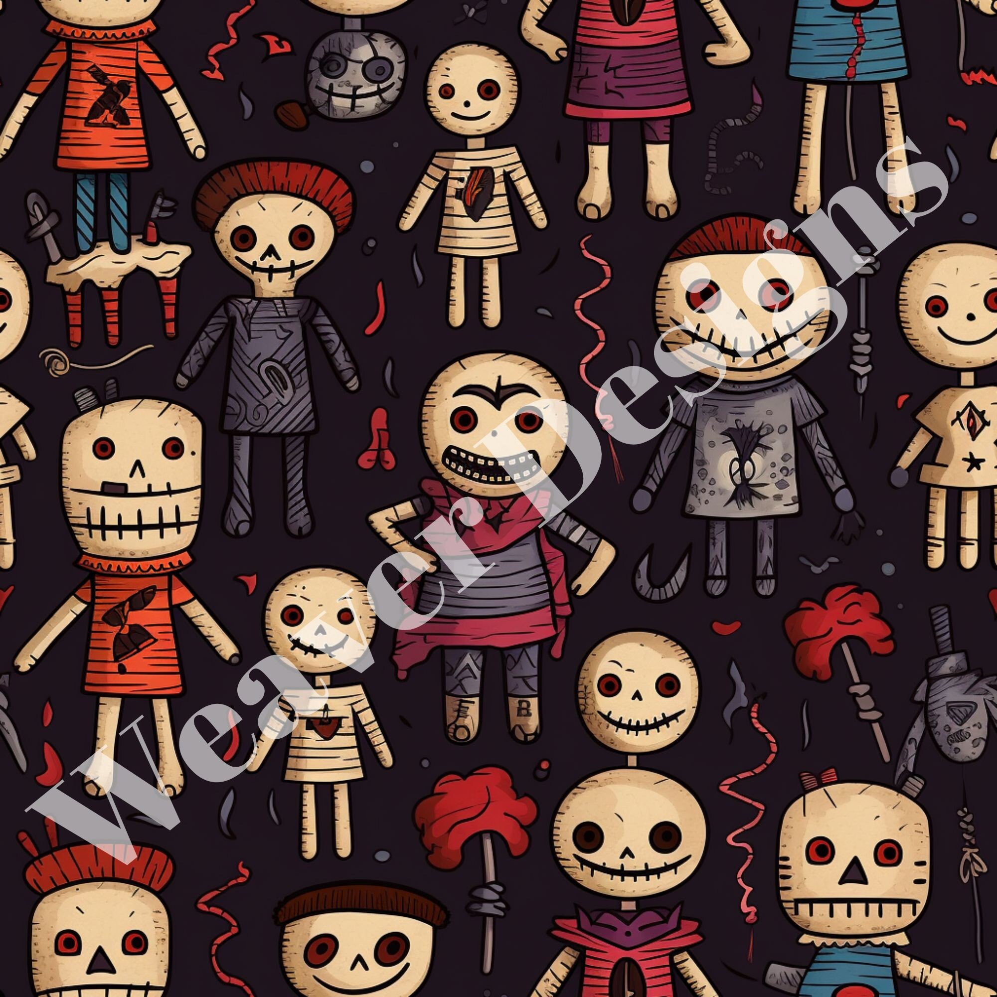 Voodoo Dolls, Digital Paper, Scrapbook Paper, Sublimation, Seamless ...