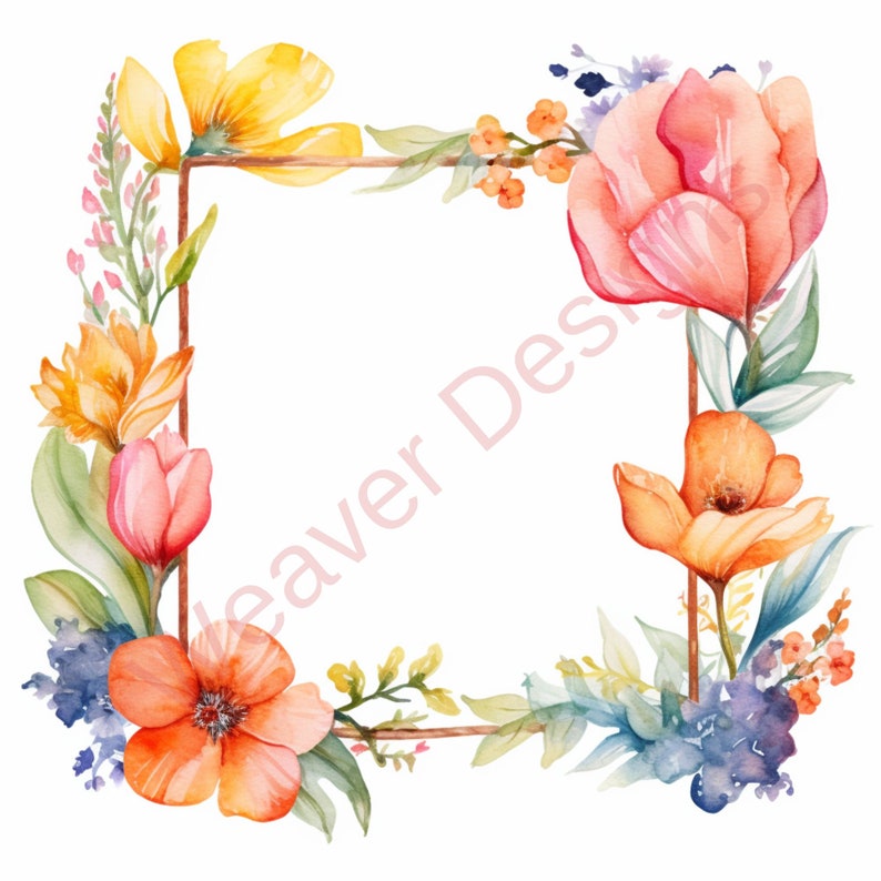 Spring Flower Borders, Assorted Sizes, Border Paper, Digital Paper ...
