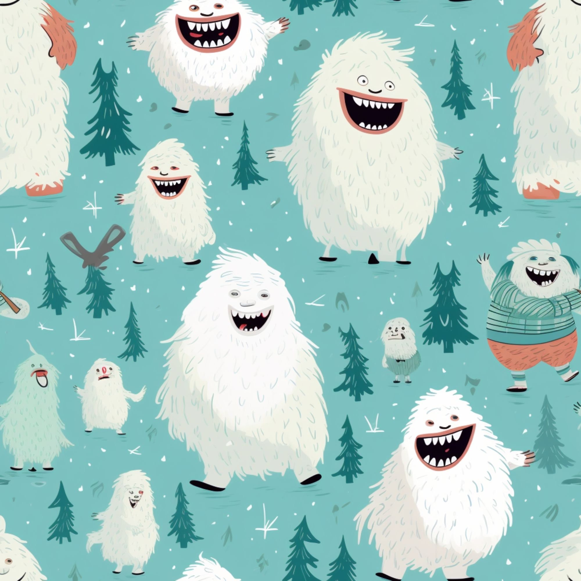 Crazy Yeti Collection, Digital Paper, Scrapbook Paper, Sublimation ...