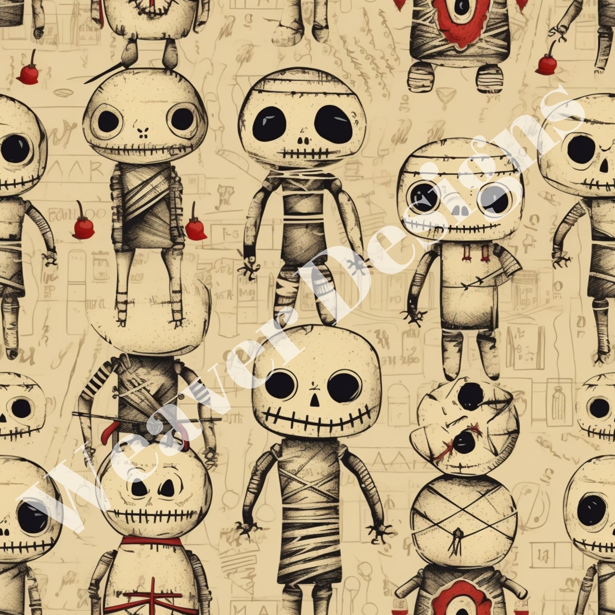 Voodoo Dolls, Digital Paper, Scrapbook Paper, Sublimation, Seamless ...