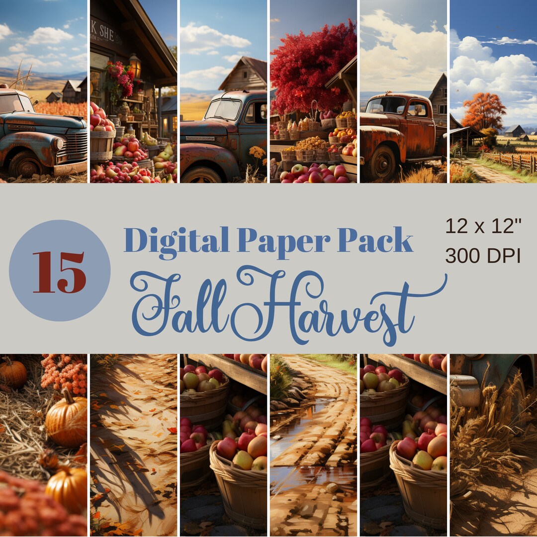 Fall Harvest, Digital Paper, Scrapbook Paper, Sublimation, Commercial ...