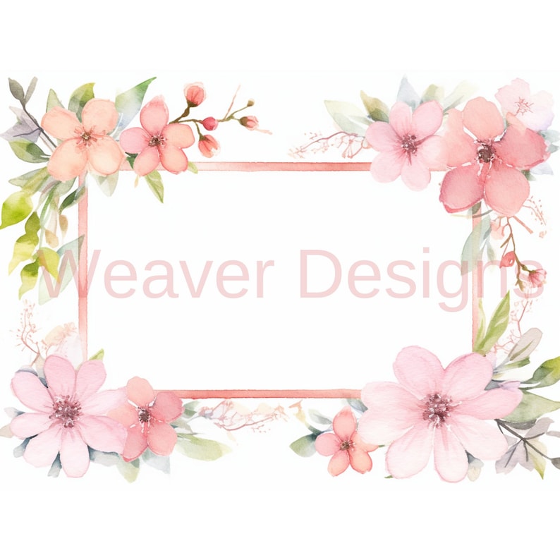 Spring Flower Borders, Assorted Sizes, Border Paper, Digital Paper ...