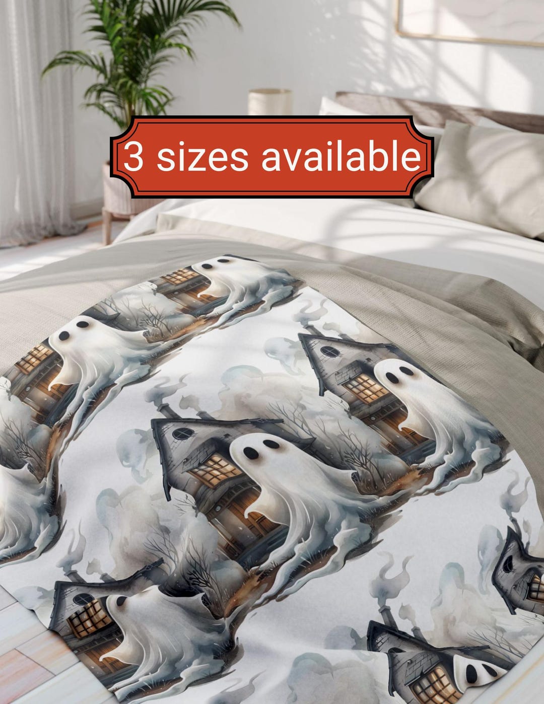 Unique Ghost and Haunted House Halloween Fleece Blanket for Fall Nights ...