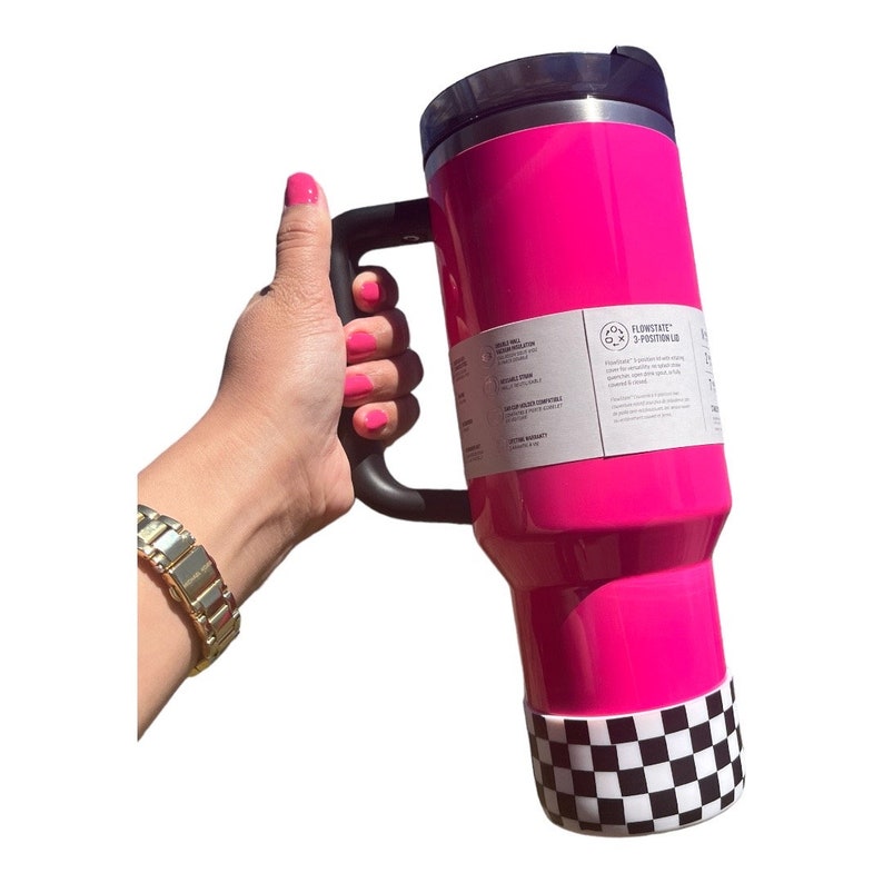 Checker Boot/stanley Boot/ Plaids/silicone Cup Boot/black and White ...