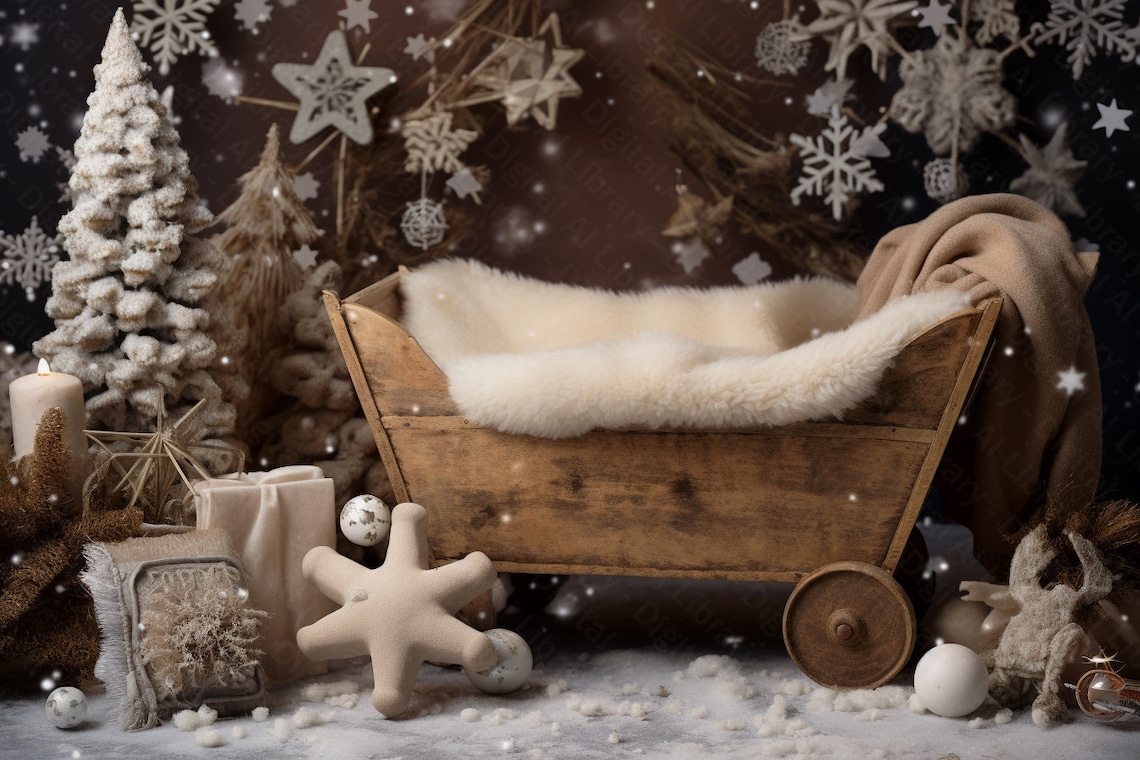 Newborn Christmas Backdrop, Digital Backdrop, Holiday Season Backdrops ...