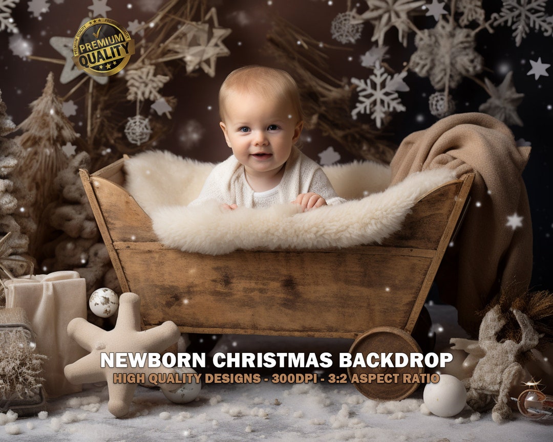 Newborn Christmas Backdrop, Digital Backdrop, Holiday Season Backdrops ...