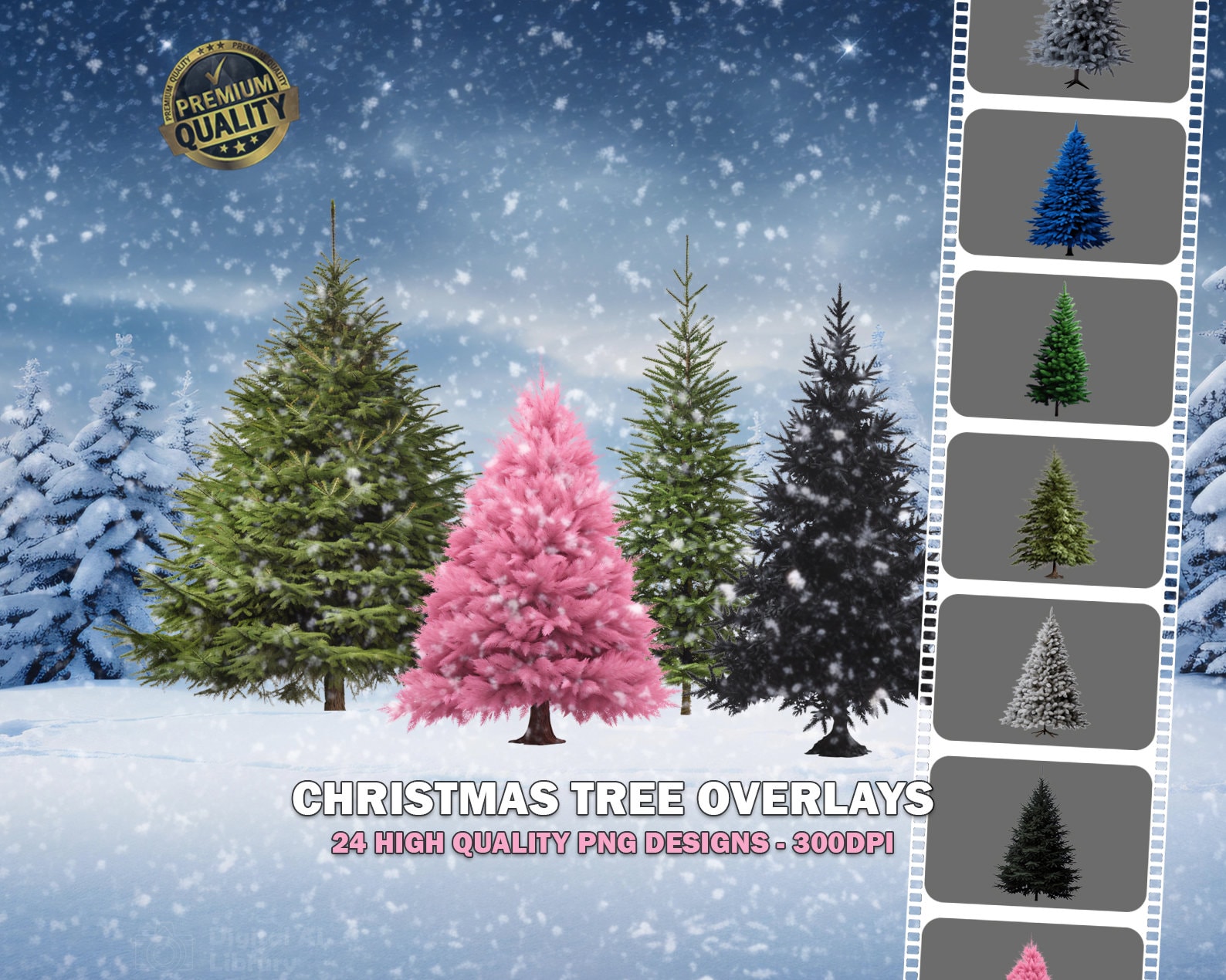 24 Christmas Tree Overlays, PNG Overlays, Fir Trees, Christmas Overlays ...