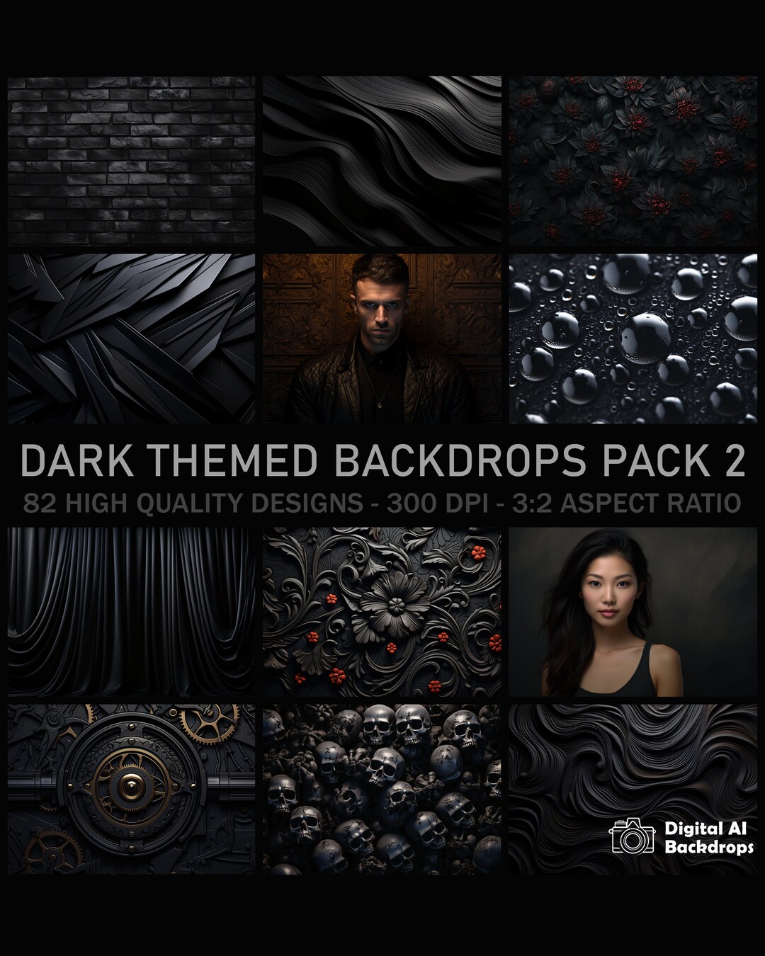 82 Dark Themed High Quality Digital Backdrops Black Navy - Etsy