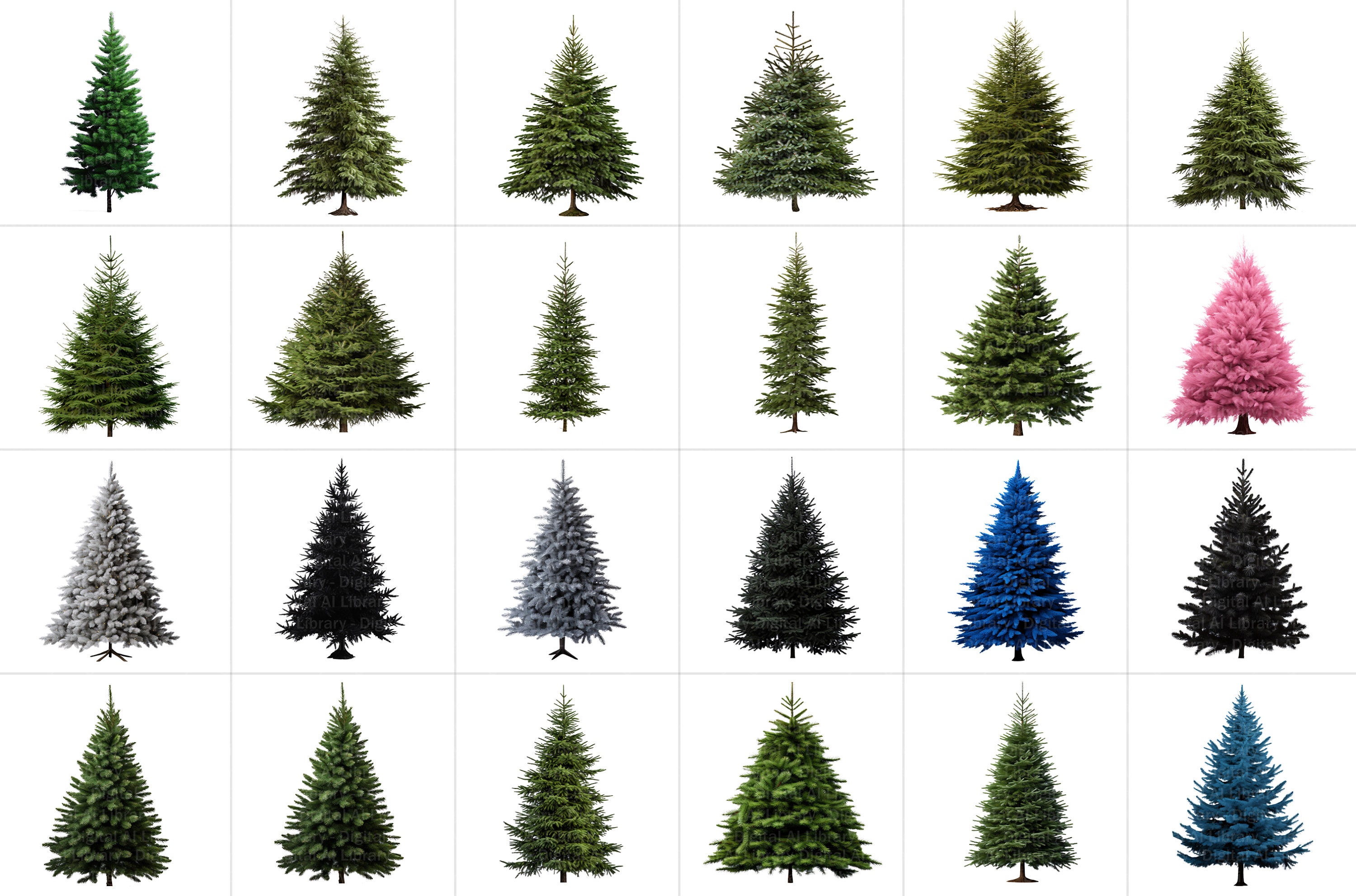 24 Christmas Tree Overlays, PNG Overlays, Fir Trees, Christmas Overlays ...