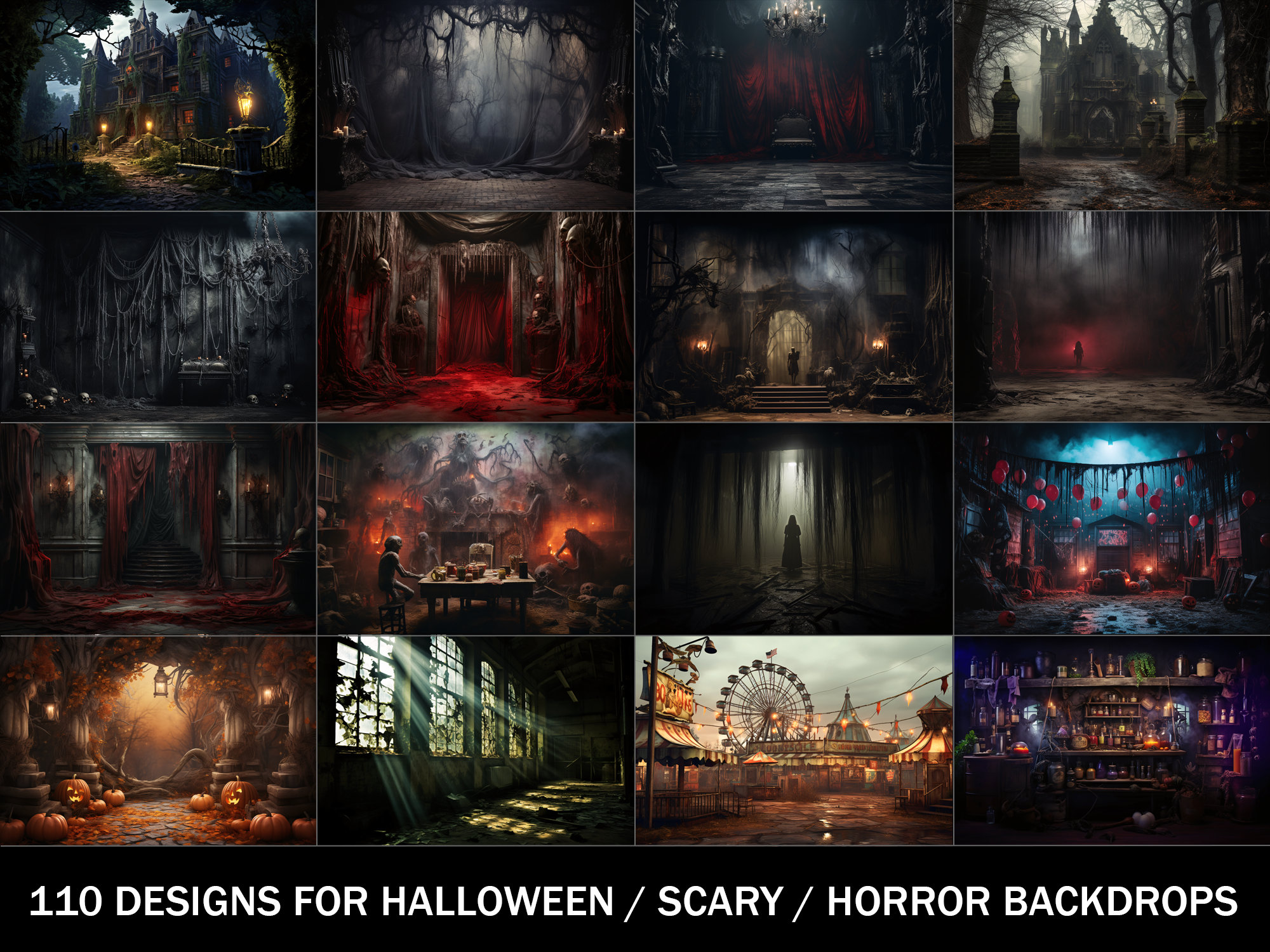 110 Halloween Backdrops Scary Horror Haunted House - Etsy