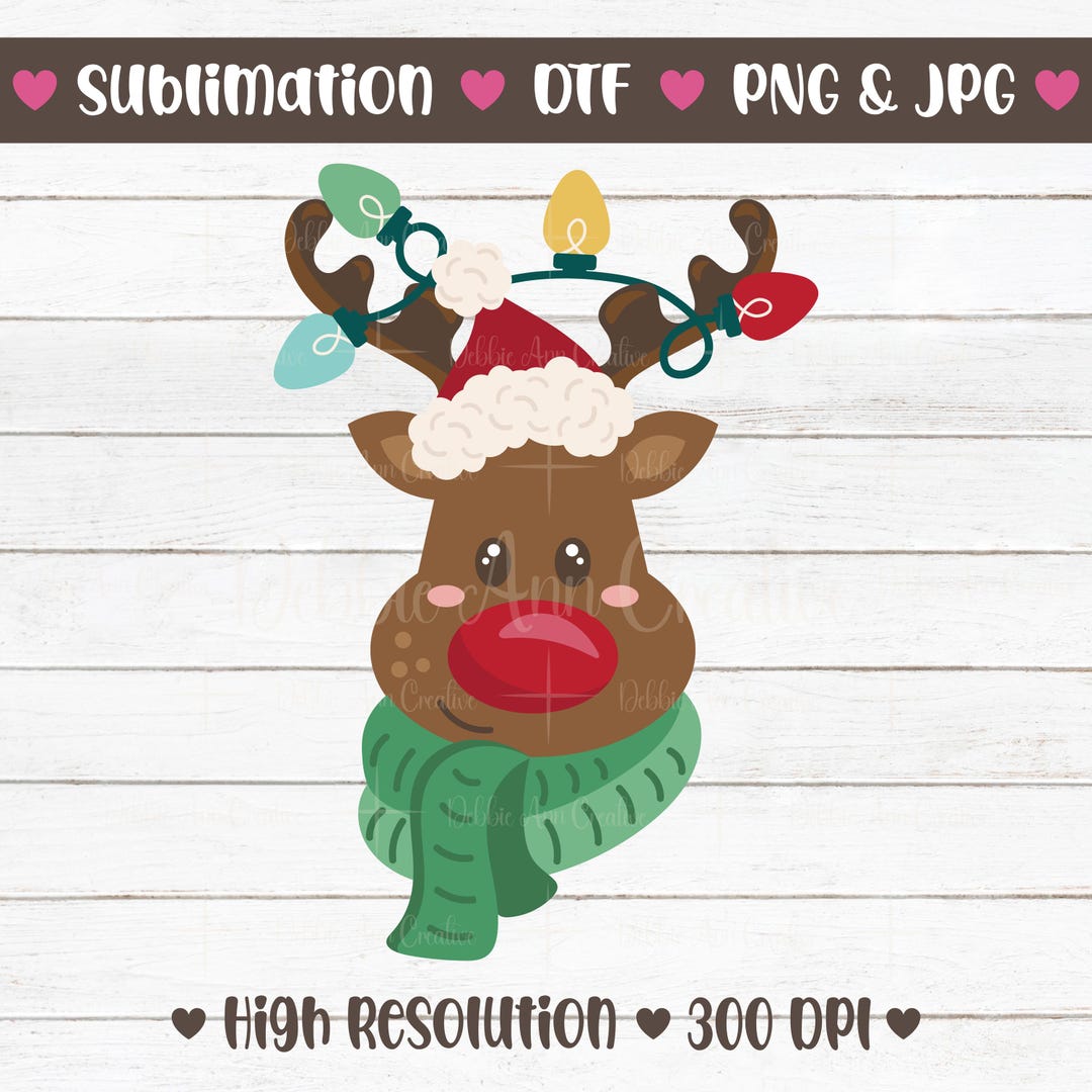 Cute Holiday Reindeer Boy String Lights Christmas PNG JPG Mug Shirt ...