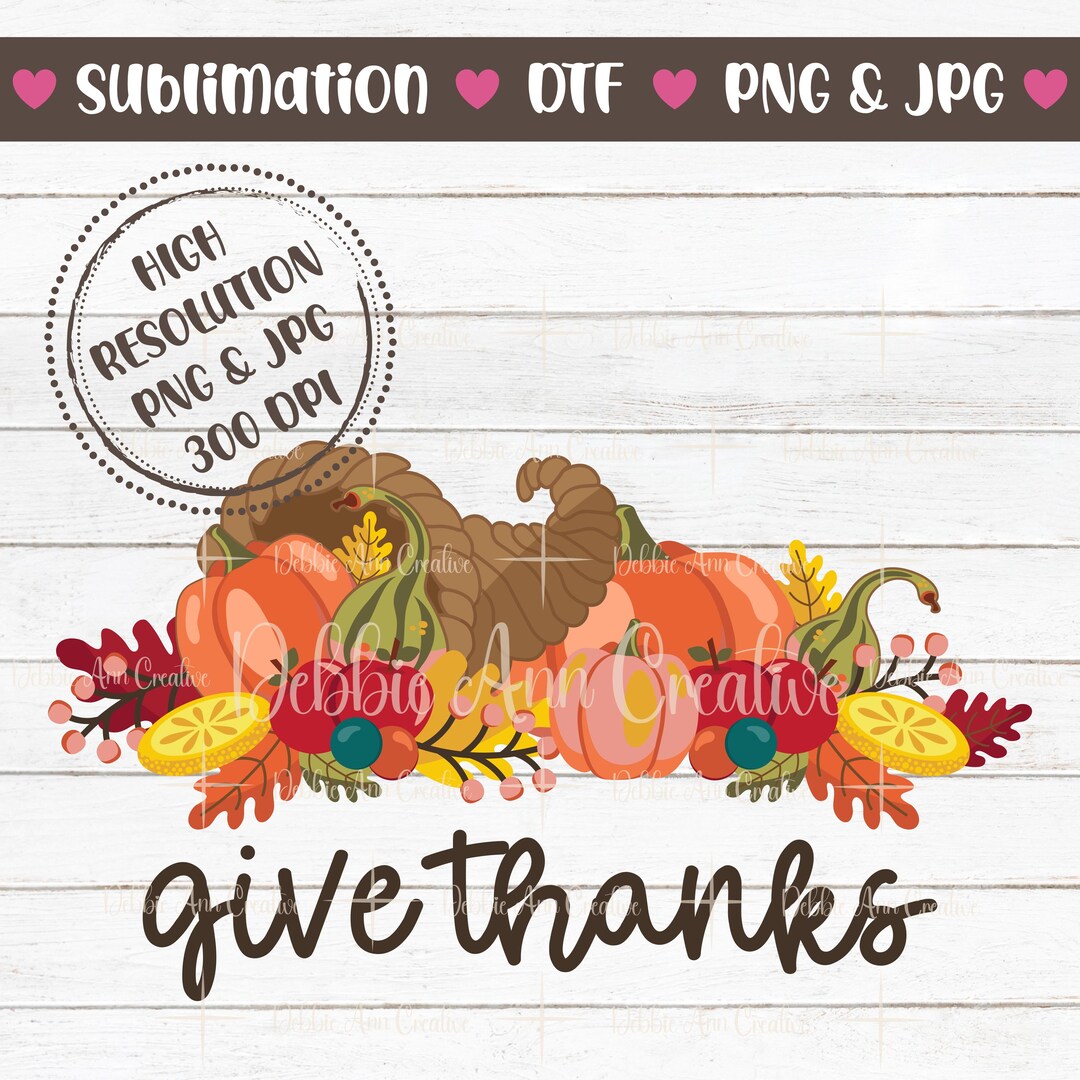 Cute Autumn Fall Give Thanks Cornucopia PNG Cute Girly PNG JPG Card ...
