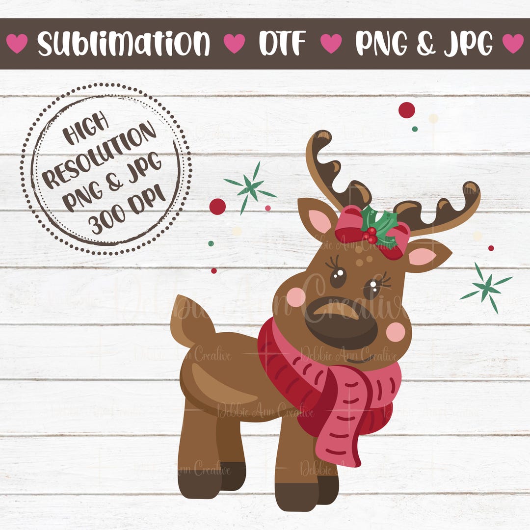 Cute Holiday Reindeer Girl Standing Christmas PNG JPG Mug Shirt ...