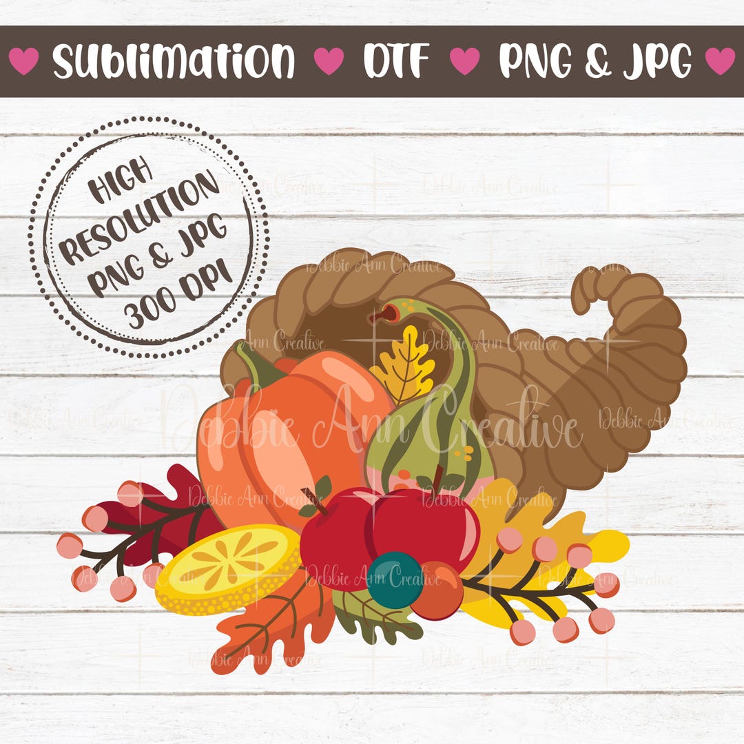 Cute Fall Autumn Cornucopia PNG JPG Baby Onesie Card Tags Pattern Mug ...