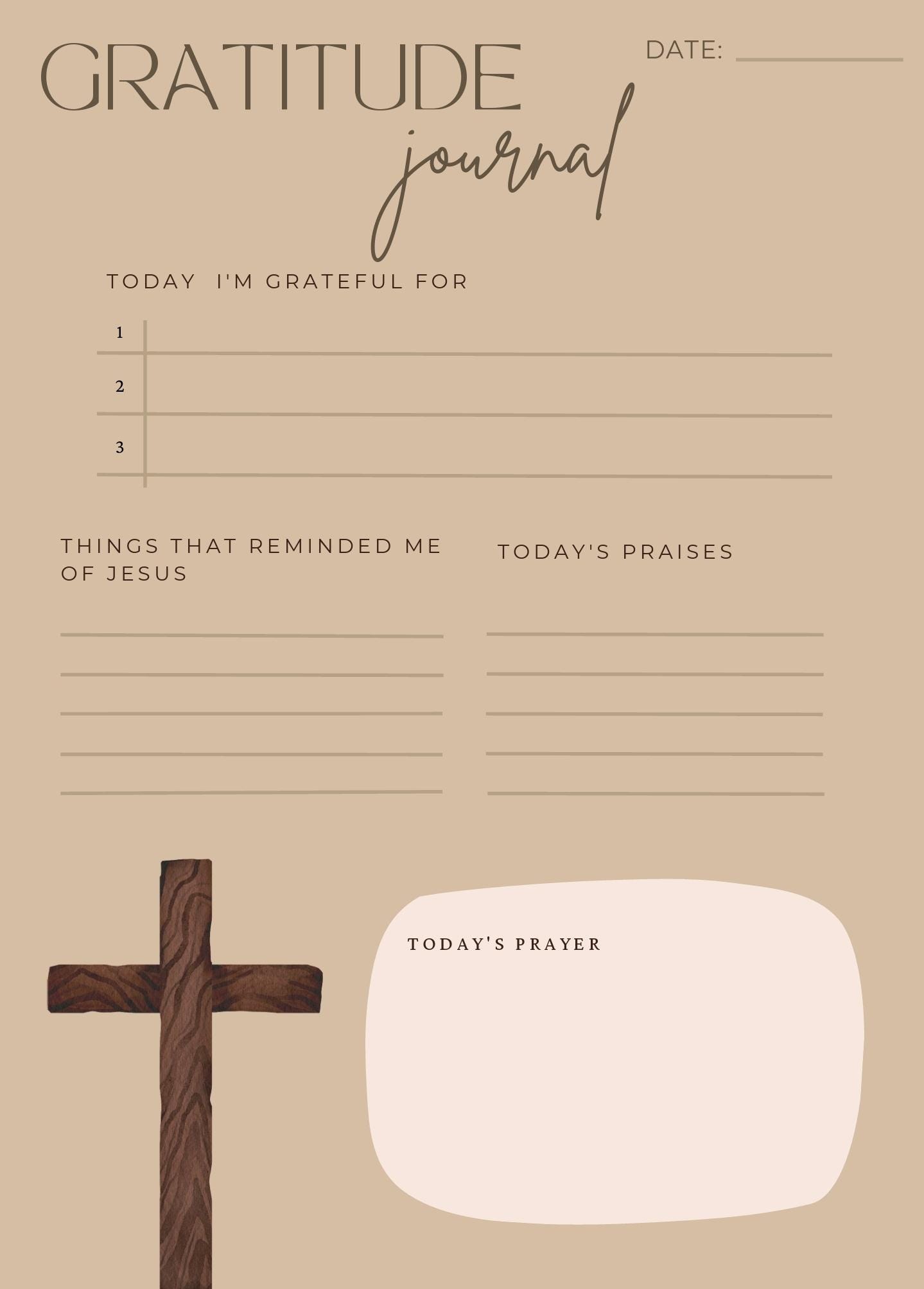 Christian Gratitude Journal Printable | Daily Prayer & Praise Journal ...