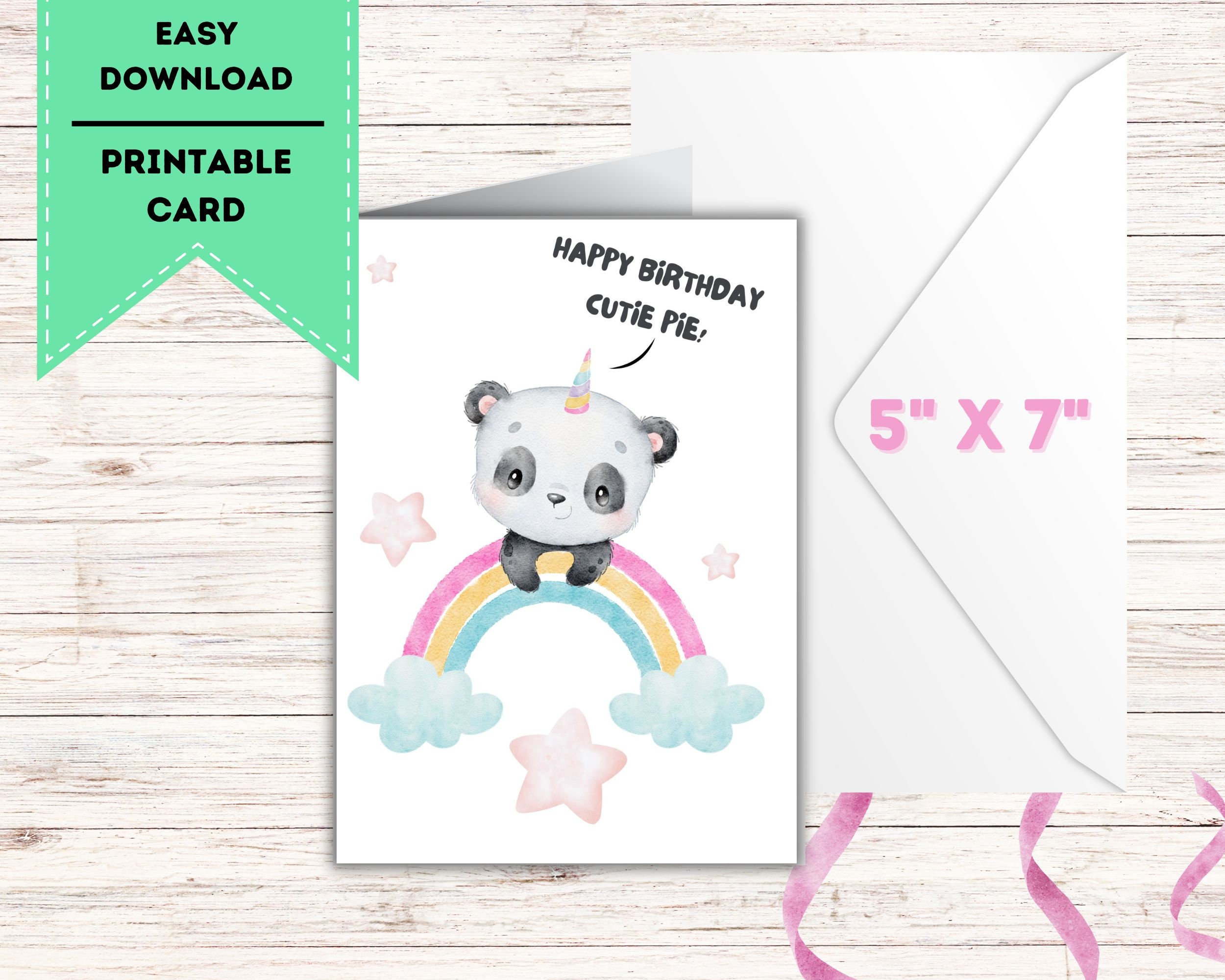 Birthday Card Printable, Printable Birthday Card, Cute Panda Birthday ...