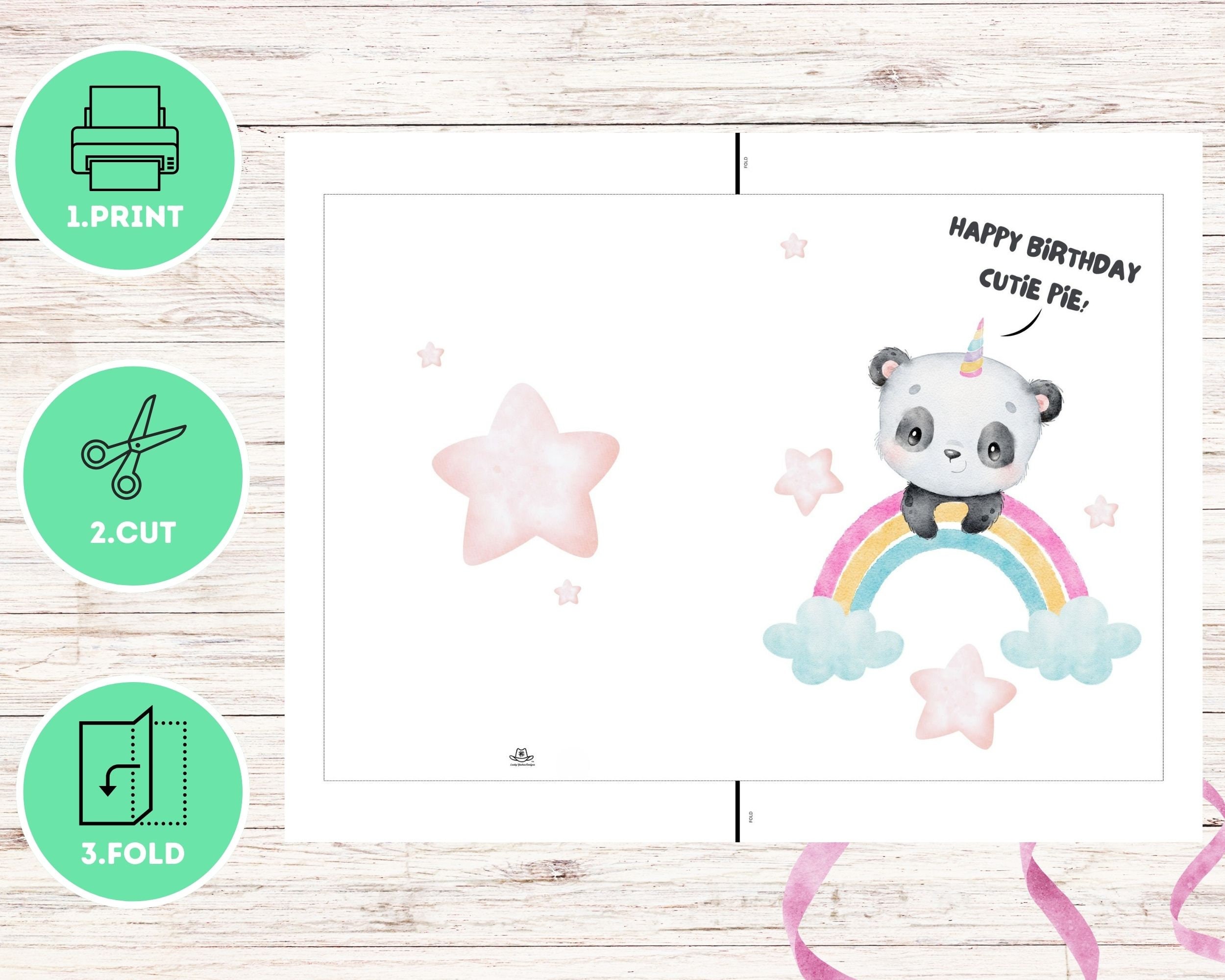 Birthday Card Printable, Printable Birthday Card, Cute Panda Birthday ...