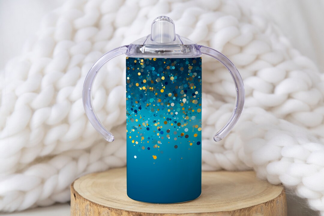 Glitter Blue Sippy Cup, Tumbler Wrap Sublimation Design, 12oz Children ...