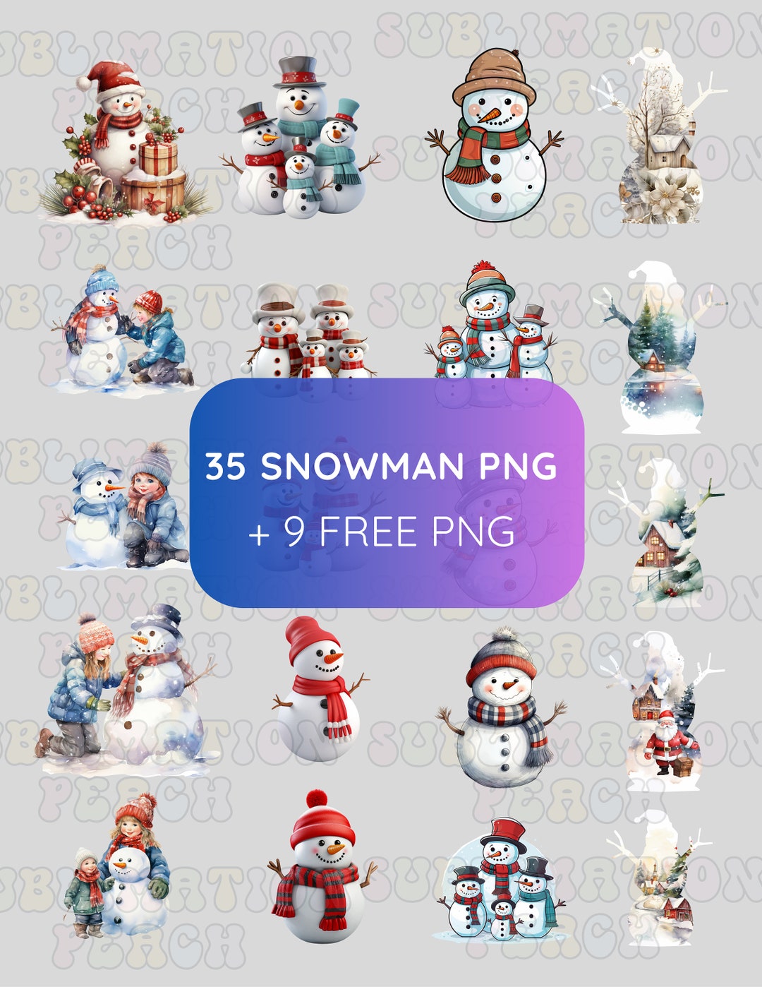 3D and Watercolor Snowman Collection Clipart 35 PNG Peeking - Etsy