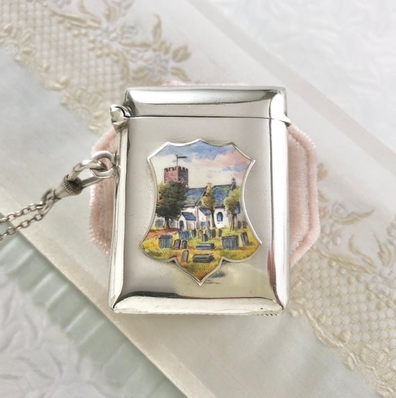 Rare Antique Sterling Silver & Hand Painted Enamel Mi… - Gem