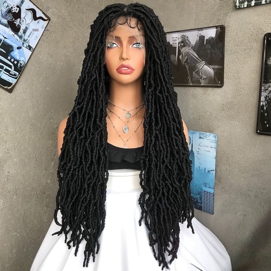 Faux Locs Frontal Lace Wig for Women, African Dreadlock Front Lace Full ...