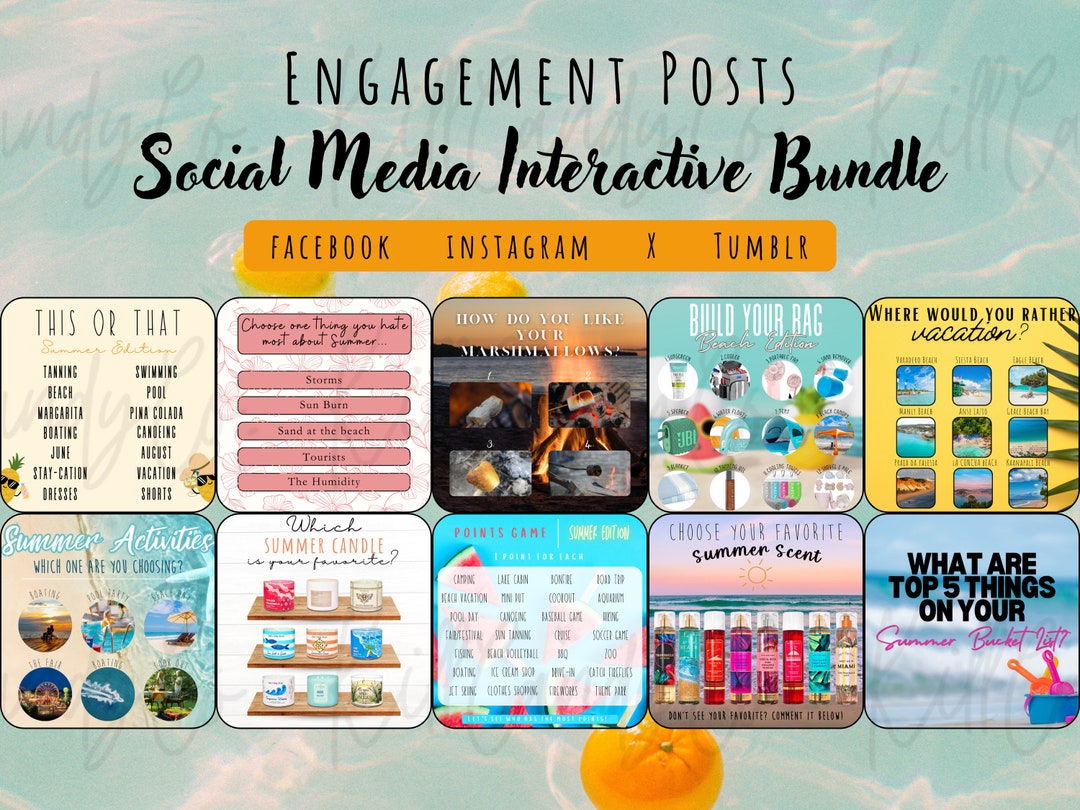 Interactive Social Media Post Bundle, Engagement Posts for Fb, Insta ...