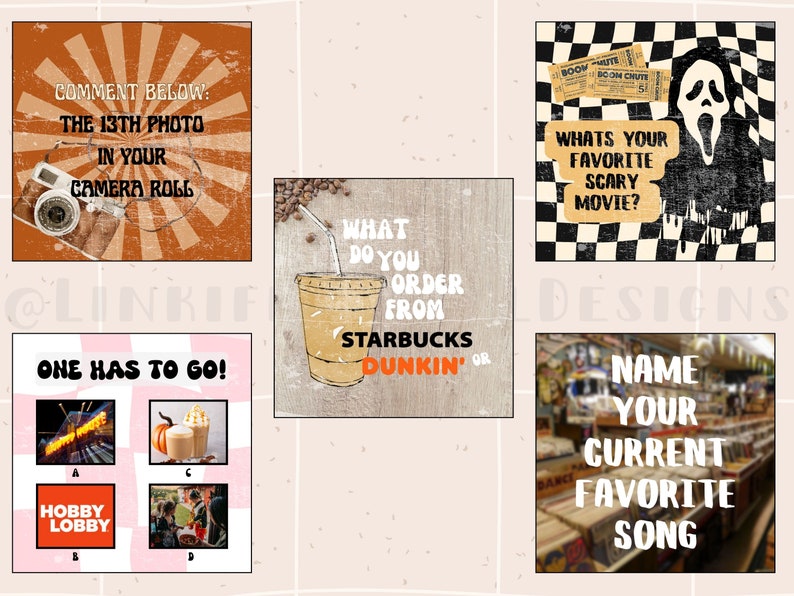 Fall Engagement Posts Bundle: Retro Halloween Themes (digital Download ...