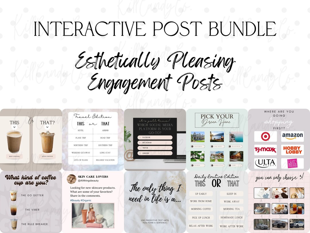 Engagement Post Bundle: Interactive Social Media Templates (digital ...