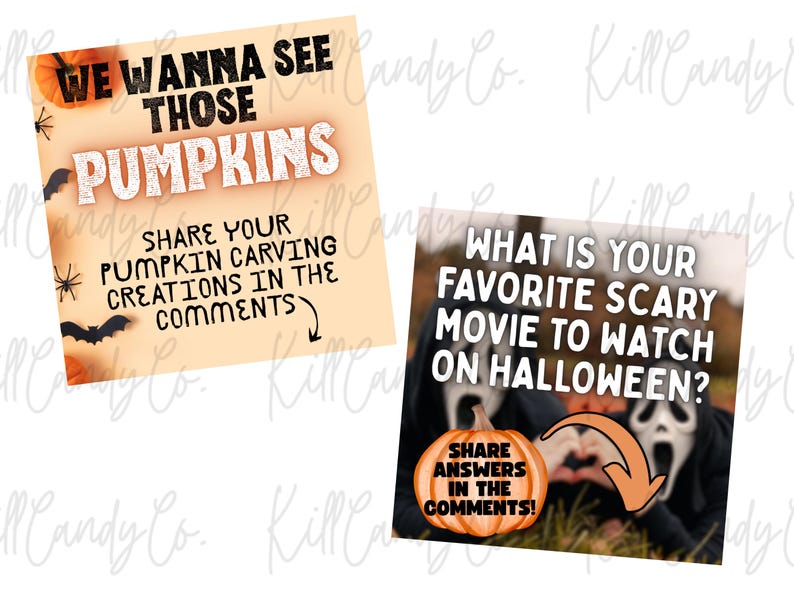 Halloween Social Media Engagement Posts: Spooky PNG Bundle (digital ...