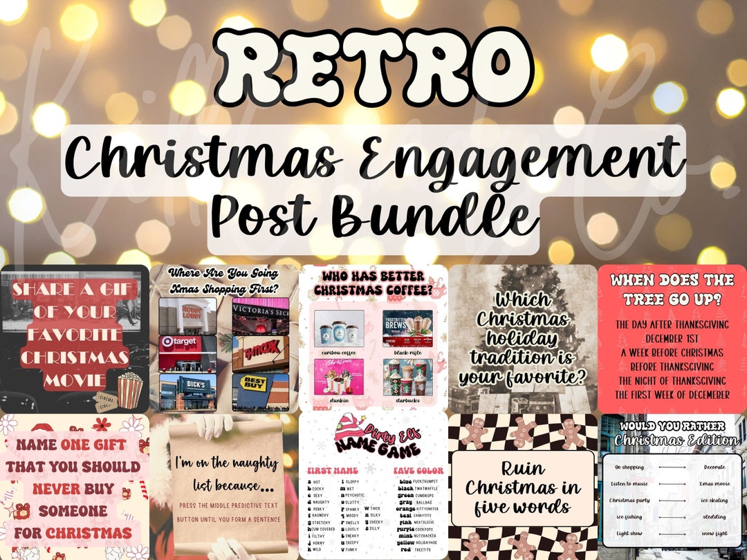 Retro Christmas Engagement Posts Bundle (digital Download) - Etsy