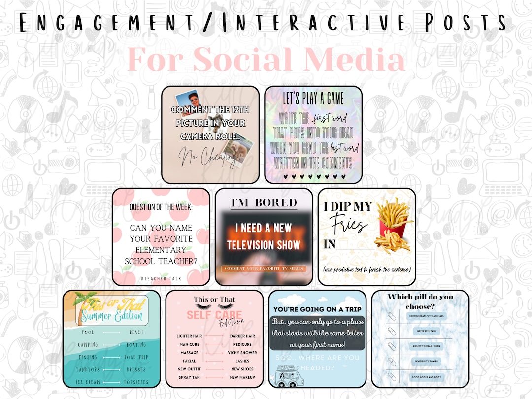 Interactive Social Media Engagement Posts: Bright & Summery (PNG ...