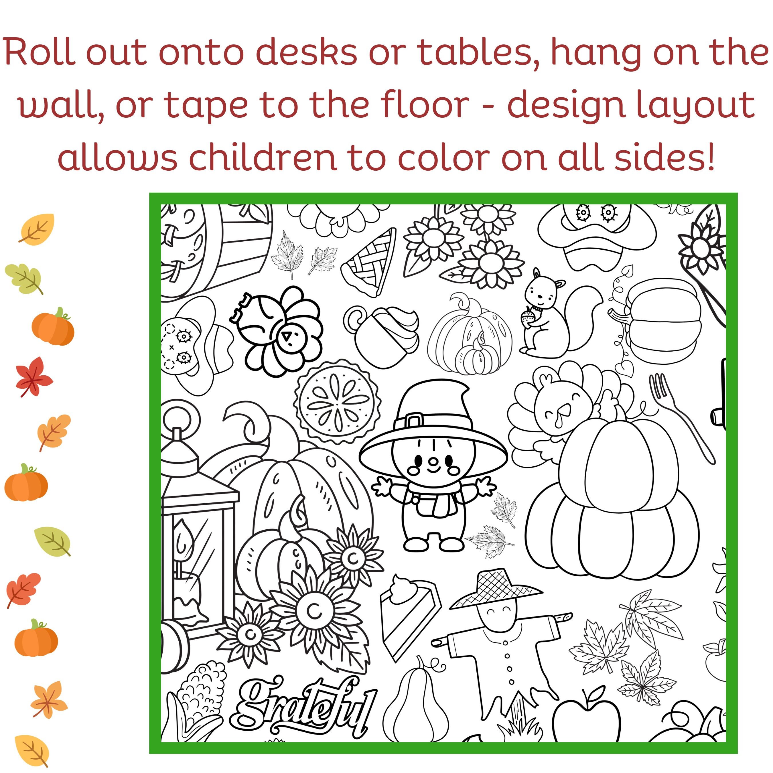 Giant Kids Thanksgiving Coloring Poster, 30 X 72 Inch Coloring Banner ...