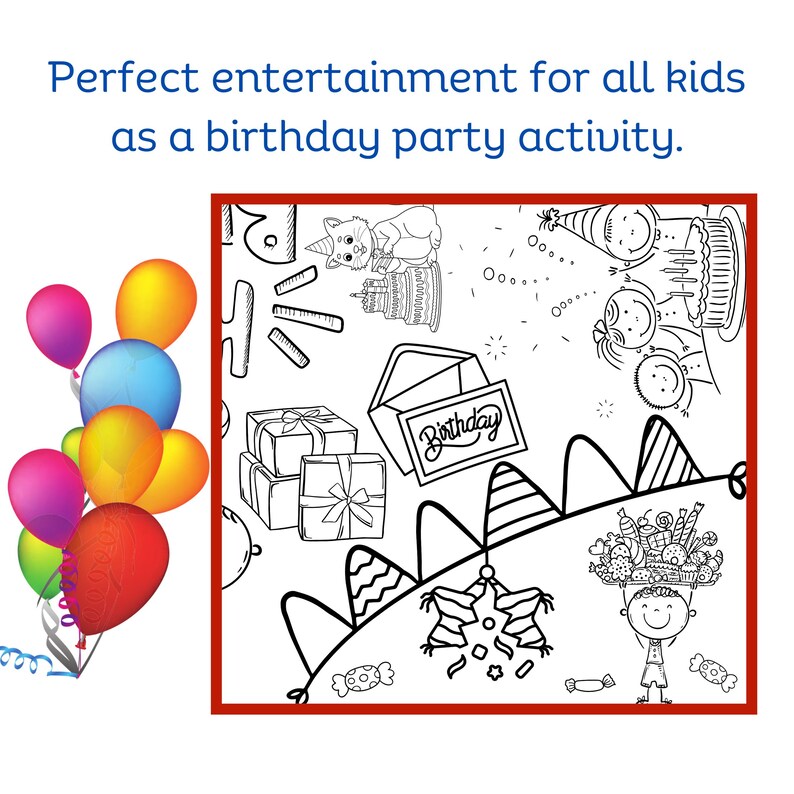 Giant Kids Birthday Coloring Poster, 30 X 72 Inch Coloring Banner ...