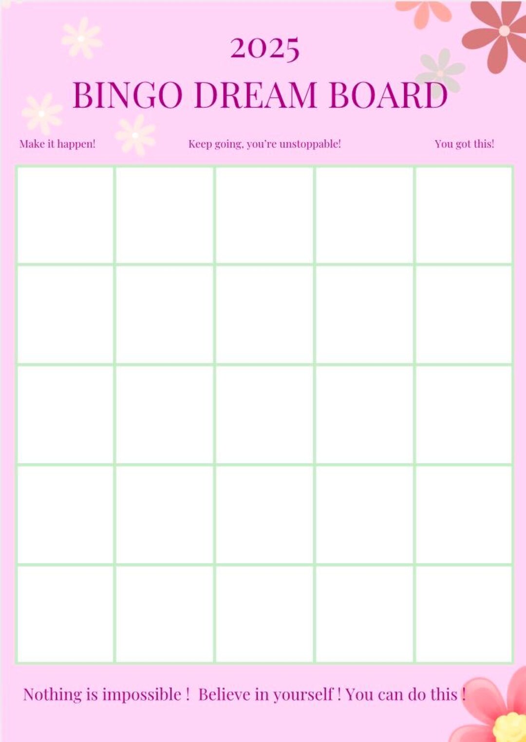 Bingo Dream Board 2025 - Etsy
