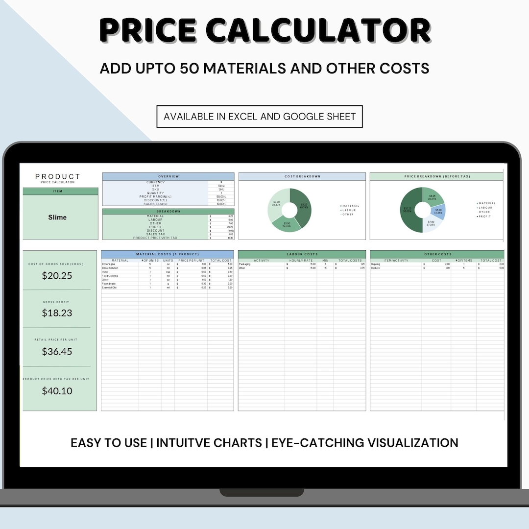Pricing Calculator Spreadsheet Price List Template Product Pricing ...