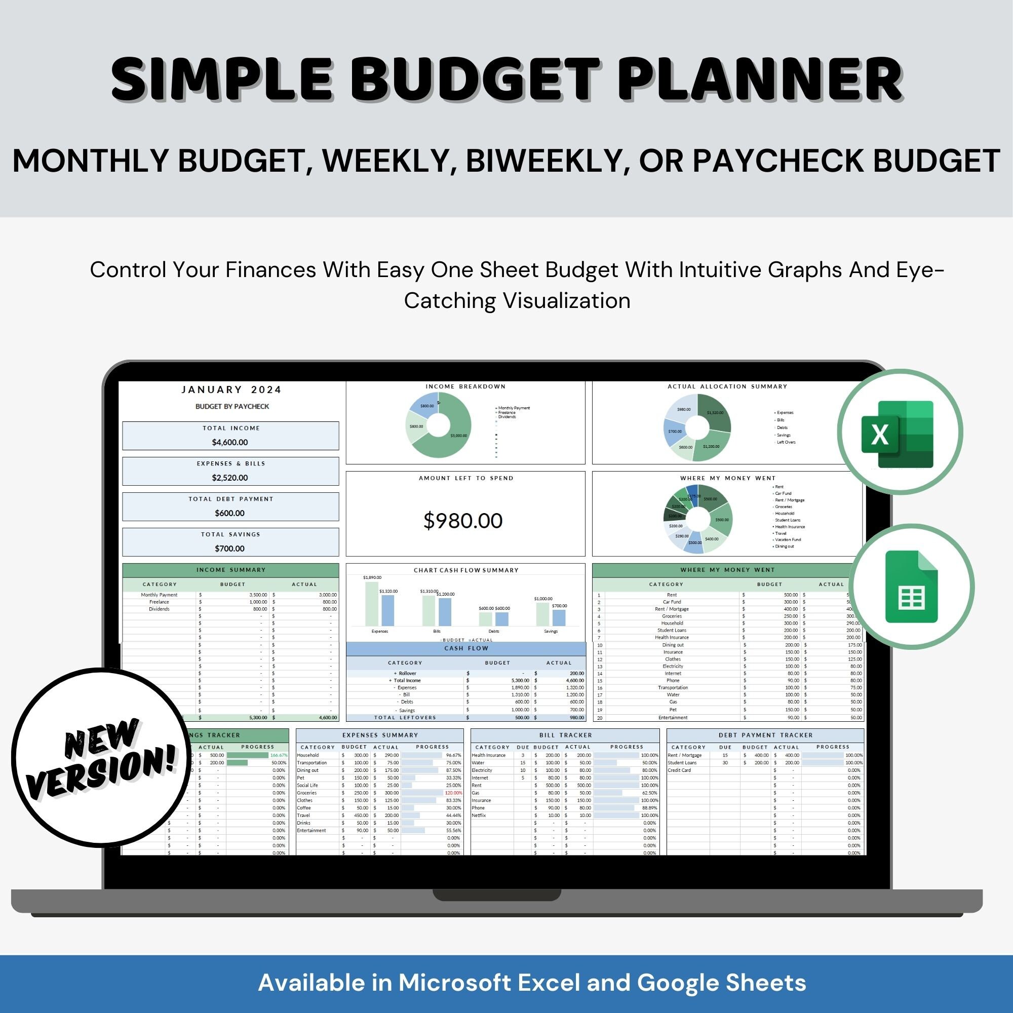 Ultimate Budget Planner Excel Spreadsheet Habit Client Tracker Pricing ...