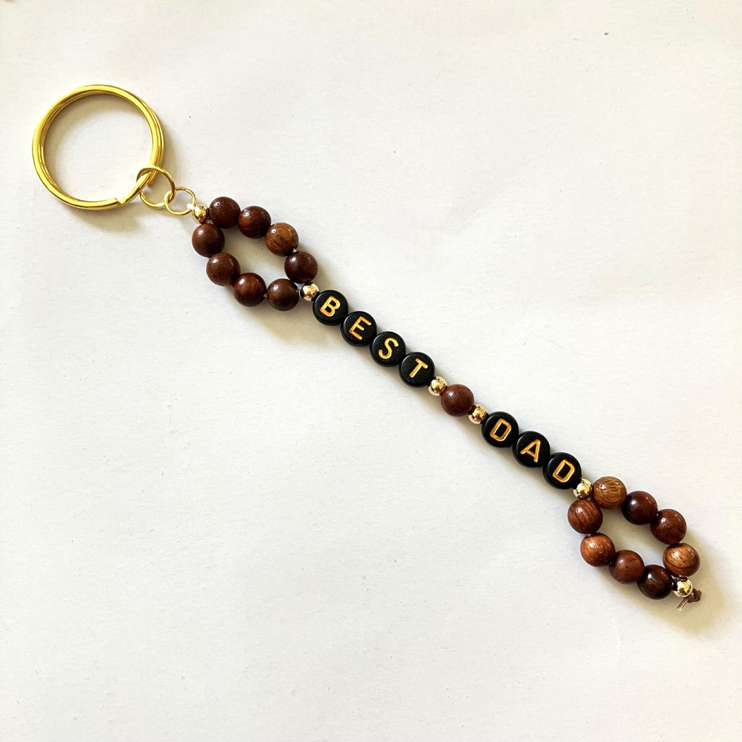 Best Dad Rosewood Bead Keychain, Father's Day, Dad Gift, Wood Keychain ...
