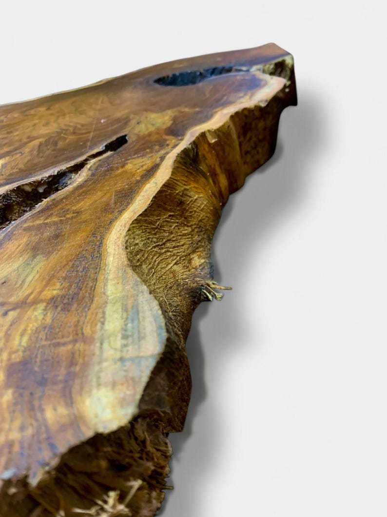 Teak Wood Live Edge Slab – Burl Grain Root Slice, Natural Table Art - Etsy