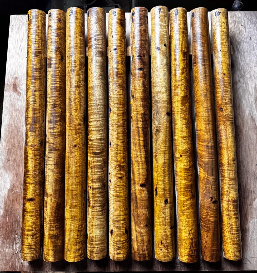 Rod Golden Curly Acacia for Cues, Call Making Blanks With Unique Figure ...